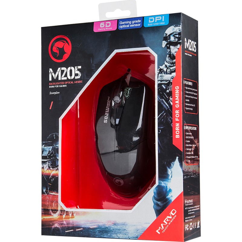 Mouse Gaming Marvo M205 Black - PC Garage
