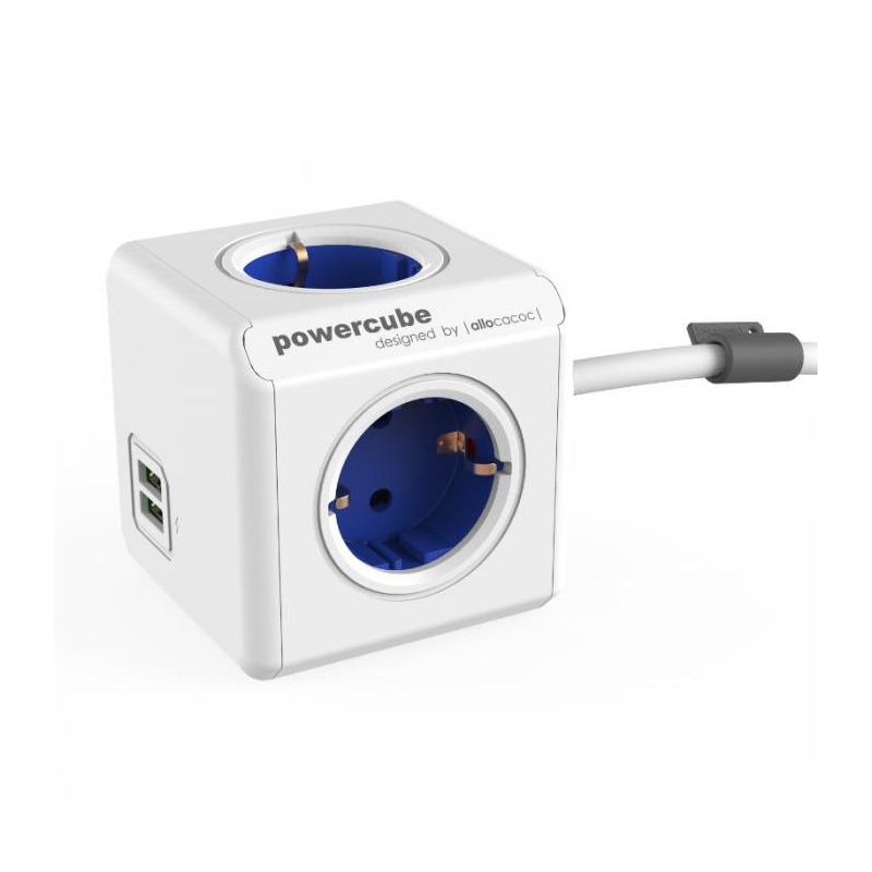 Priza/prelungitor Allocacoc PowerCube Extended, 2x USB, 4x Schuko, Blue ...