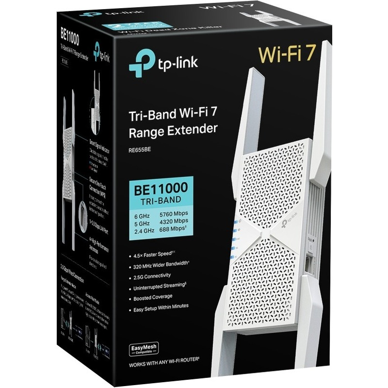 Bridge/Range Extender TP-LINK 2.5Gigabit RE655BE Tri-Band WiFi 7 - PC ...