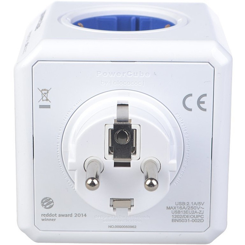 Priza/prelungitor Allocacoc PowerCube Original, 2x USB, 4x Schuko, Blue ...