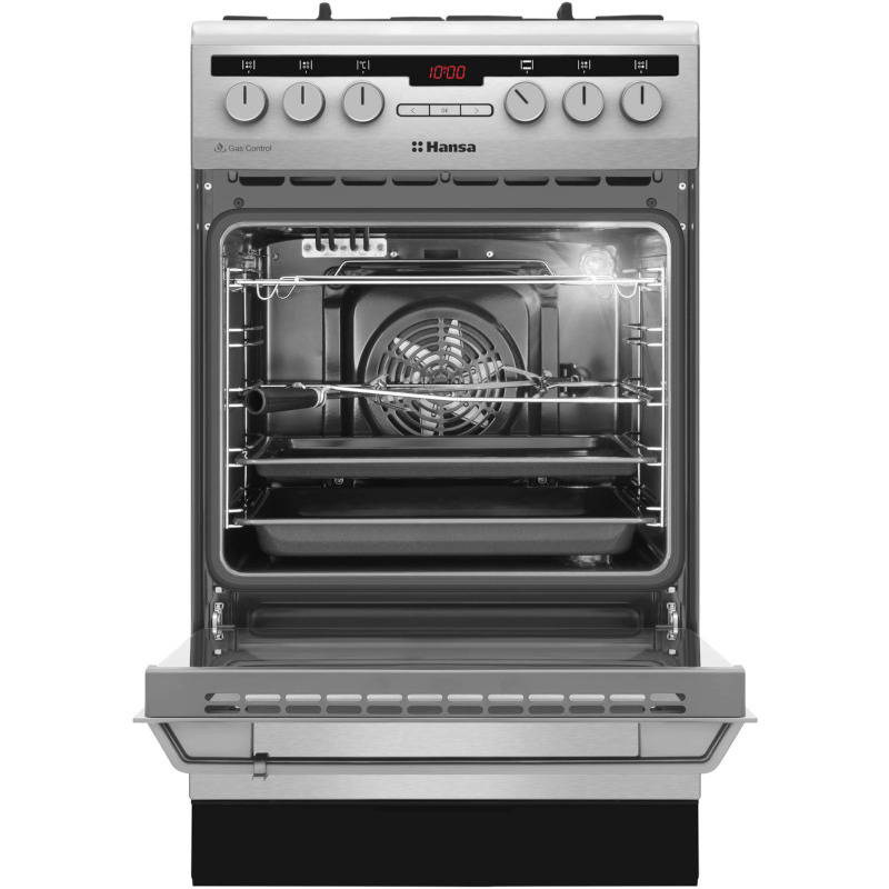 Aragaz Hansa FCMX59221, 4 arzatoare, Mixt, Curatare cu abur, Grill ...