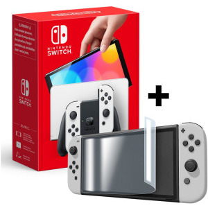 Consola Nintendo Switch OLED, White + Folie protectie Hydrogel - PC Garage