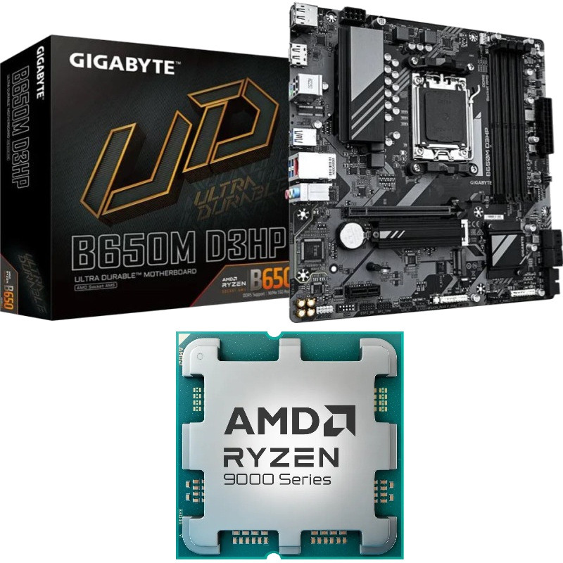Startup Kit AMD Ryzen 5 9600X 3.9GHz + GIGABYTE B650M D3HP - PC Garage